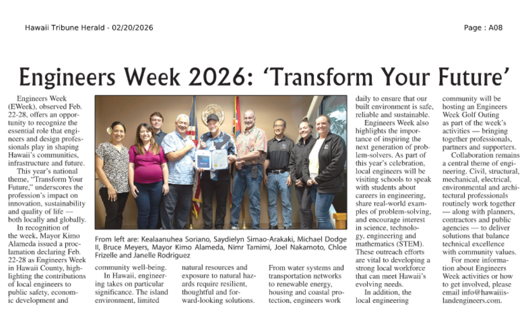 ACEC Hawaii Celebrates Engineers Week with Proclamations | Engineering Inc